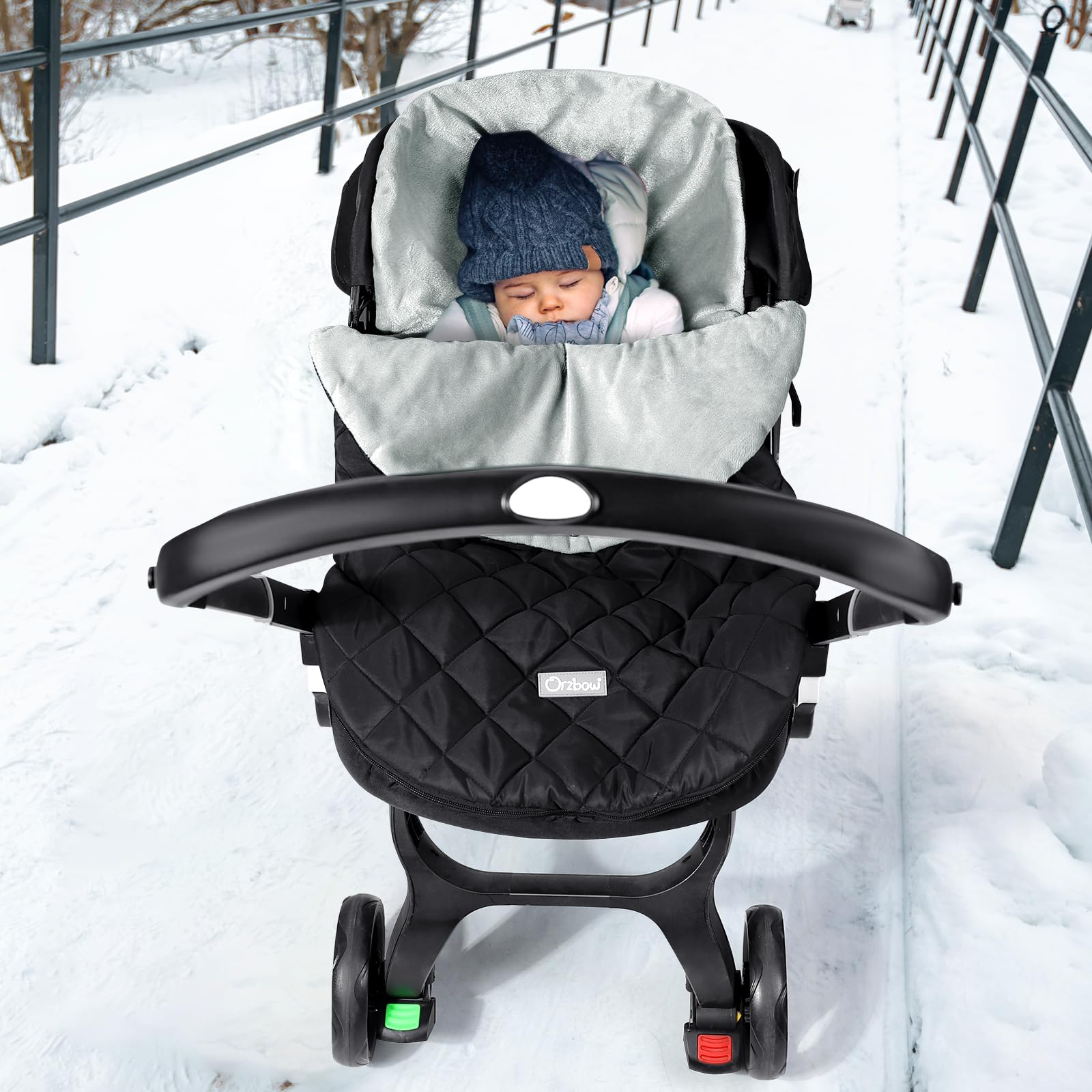 Orzbow Canopy Style Bunting Bag Weather in Car Seats and Strollers, Infant Blanket Warm in Winter (Black)