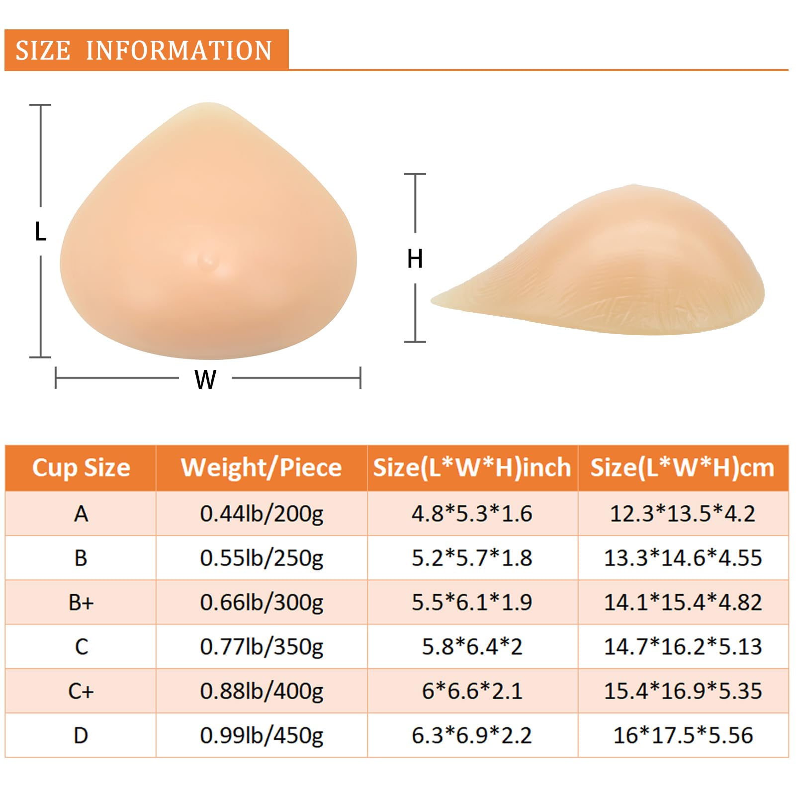 MERSTEYO Silicone Breast Form Triangle Mastectomy Prosthesis Concave Bra Insert Enhancer Pad 1 Piece 400g