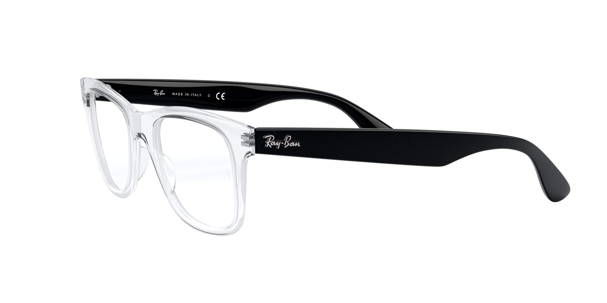 Ray-Ban RX4640V Square Prescription Eyeglass Frames, Transparent/Demo Lens, 50 mm