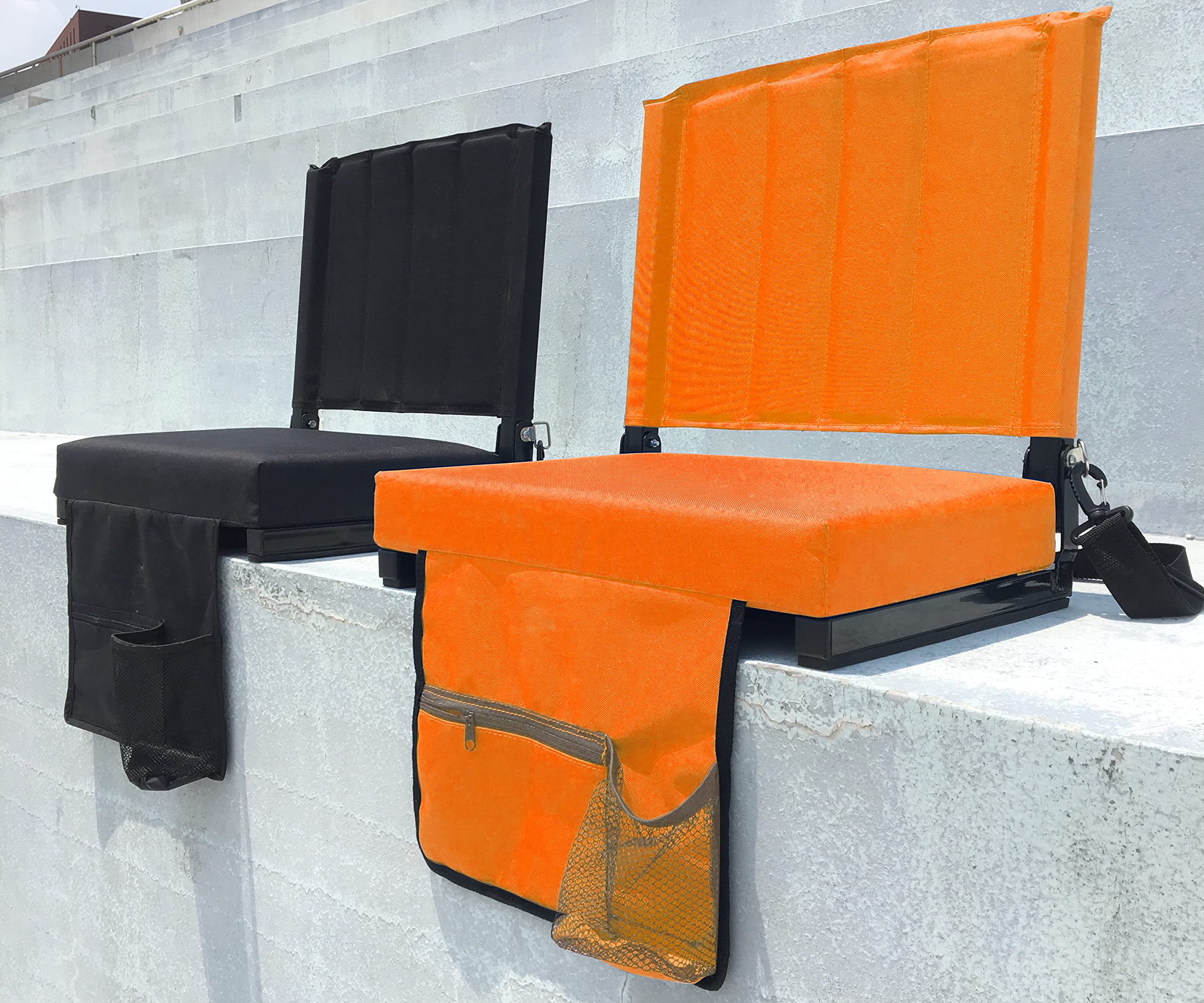 SPORT BEATS Stadium Seat for Bleachers with Back Support and Wide Padded Cushion Stadium Chair - Includes Shoulder Strap and Cup Holder