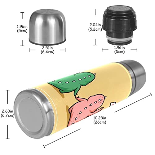 Stainless Steel Leather Vacuum Insulated Mug Dinosaur Thermos Water Bottle for Hot and Cold Drinks Kids Adults 16 Oz