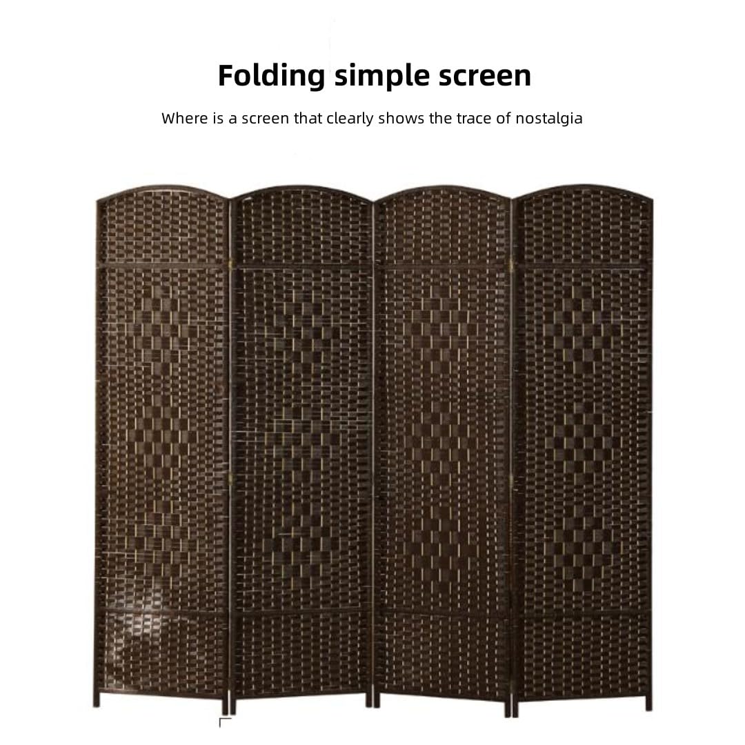 Modern Room Divider Panels,4 Panel Folding Wooden Privacy Screen, Freestanding Partition Screens for Bedroom Living Room Office (Top and Bottom Hollowed Out Milky White,66.9 * 15.7 in)