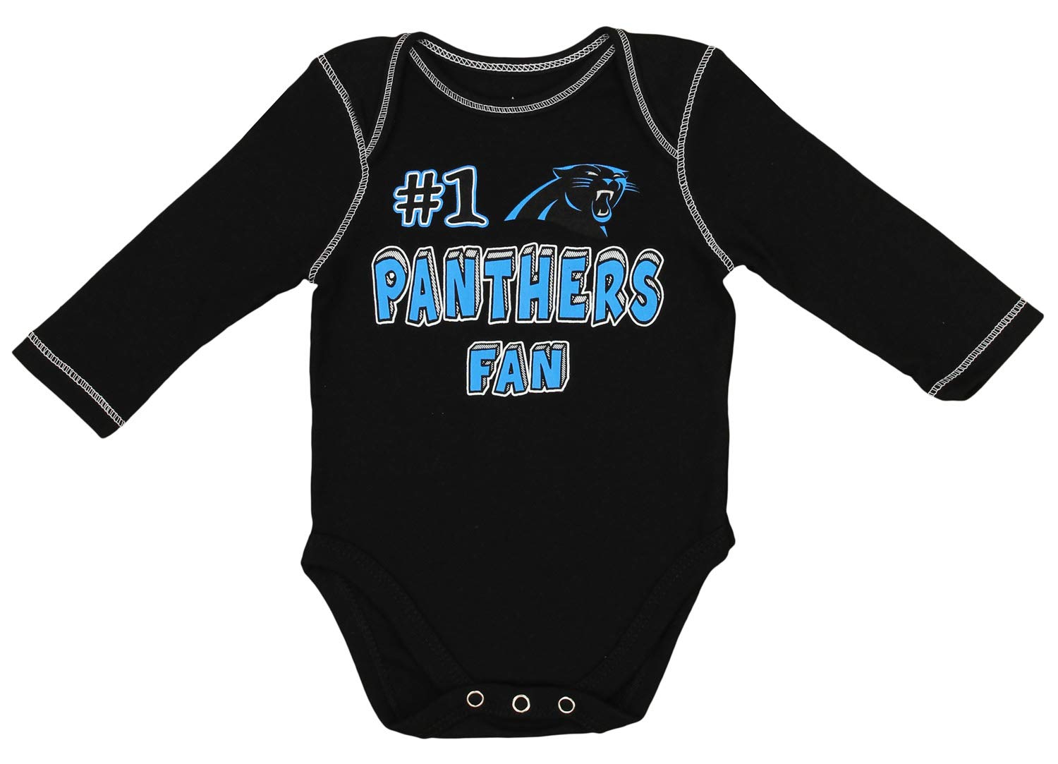 OuterStuff NFL Newborn (0M-9M) and Infant (12M-24M) 2 Piece Long Sleeve Creeper Set, Carolina Panthers 18 Months