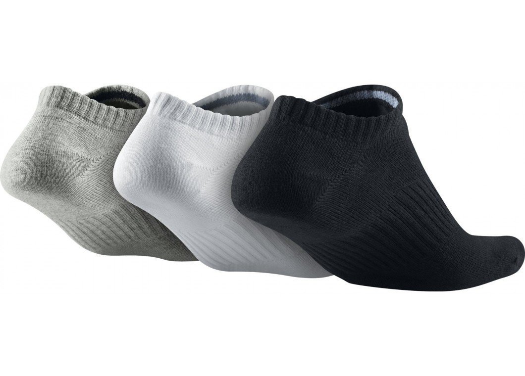 Nike Mens Pack Of 3 Pairs Of Socks, Grey Heather/White/Black, Large - Size 43/46