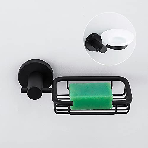 PLMM soap Box, Bathroom Soap Holder Shower Black Soap Dish Bathroom Tray Accessories Box Shelf Zinc-Alloy Wall Dishes Shelves