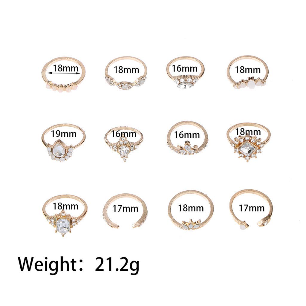 Women Girls Elegant Rings Gold Plated Crystal Stacking Finger Statement Ring Signet Ring Jewelry Accessories