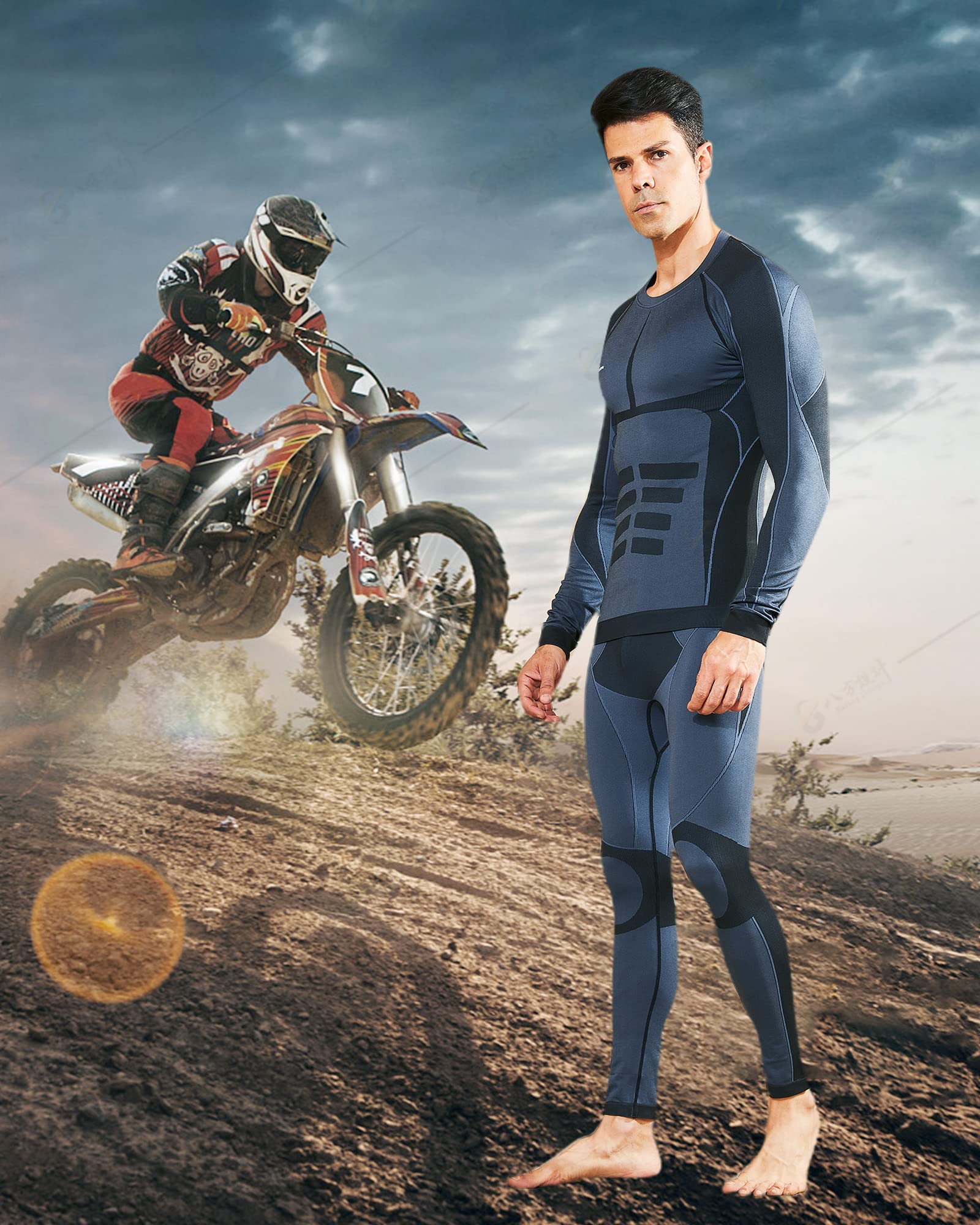 Thermal Underwear Set Sport Compression Set Hunting Gear Long Johns Breathable Perspiration Base Layer for Outdoor Activities Grey