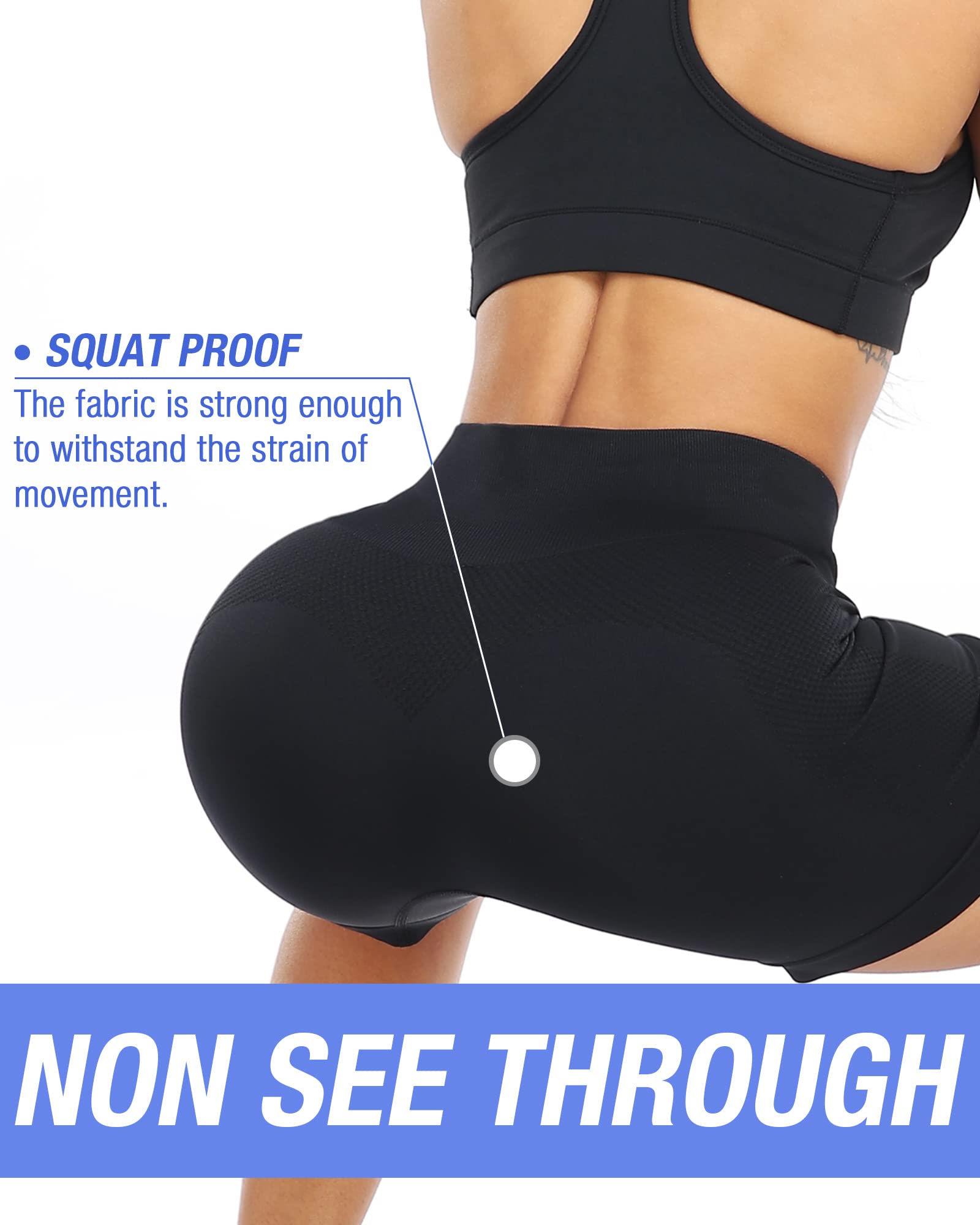 NORMOV Seamless Workout Shorts Women,High Waist Spandex Gym Shorts,Tummy Control Yoga Shorts(A,Black,M)