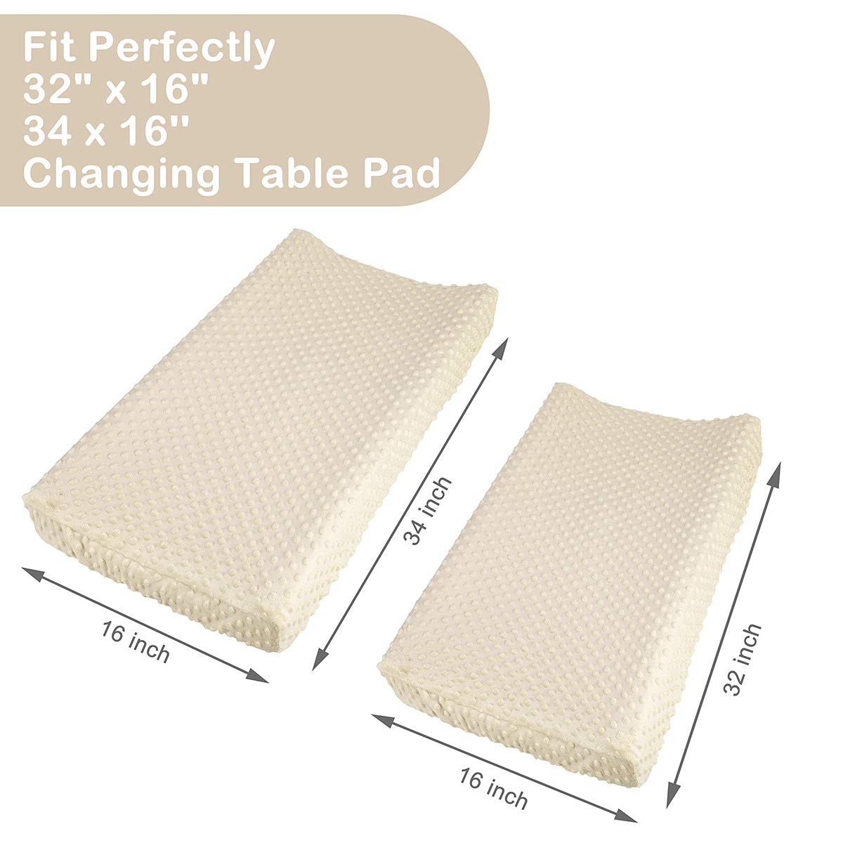 Nozaam - Baby Plush Minky Dot Changing Pad Cover - Ultra-Soft Stretchy Fitted Cover for Standard Nursery Changing Pad (Beige)