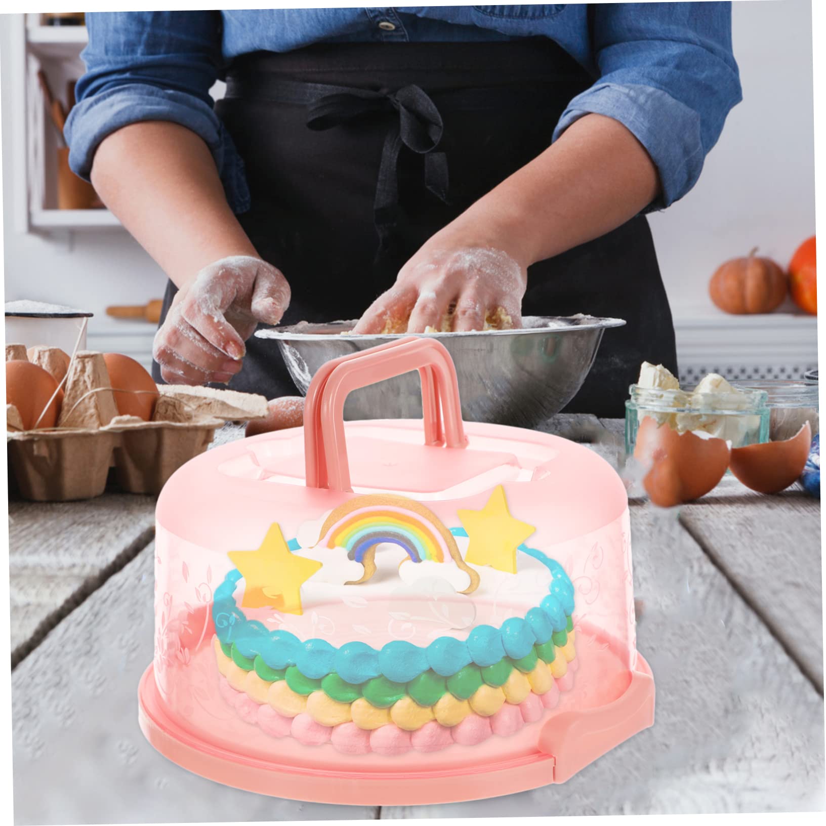 Mikinona 1Pc cake box Cake Plate cake containers with lids cake stand with dome cupcake carrier Cake Carrier with Lid travel tray Round Storage Container pp polypropylene suite bride mini