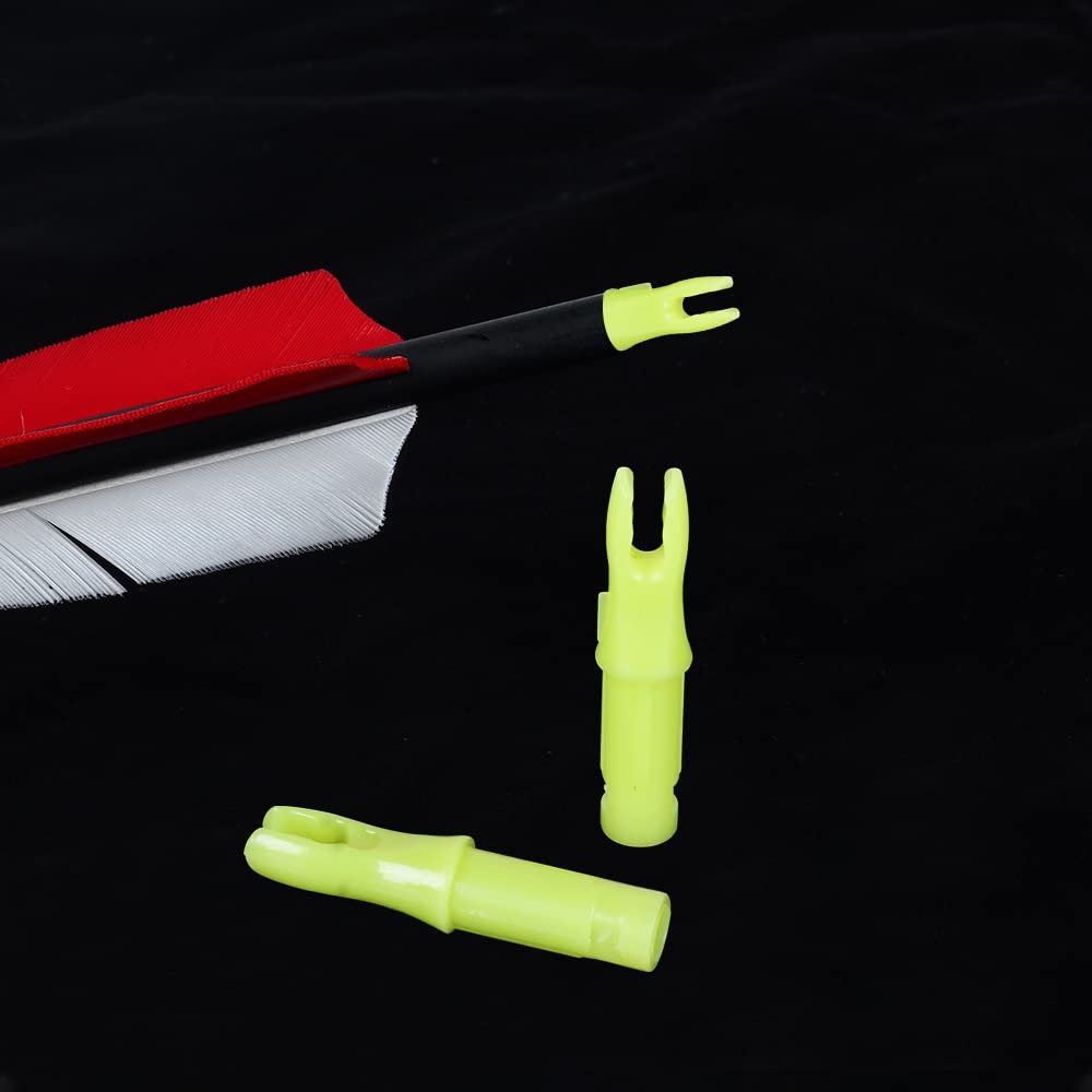 SOPOGER 50Pcs Archery Arrow Nocks .244/6.20mm ID Plastic Insert Carbon Arrow Nock Standard Size for DIY Arrows Hunting Shooting (Yellow)
