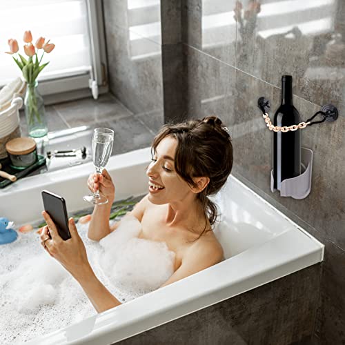 PLVTNM Wine Glass Holder for Shower Bathroom Cup Holder Bathtub Spa Suitable for Beer,Wine Bottle,Drink,1Pack Silicone Wall-Mounted with Bead Chain
