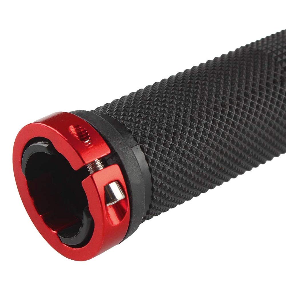 Nsoar Bicycle Handlebar Grips, Anti-Slip Handle Grip Aluminum Alloy Handlebar Grip Bar Cap End Plugs 2pcs Compatible for Most Bicycle (Red01)