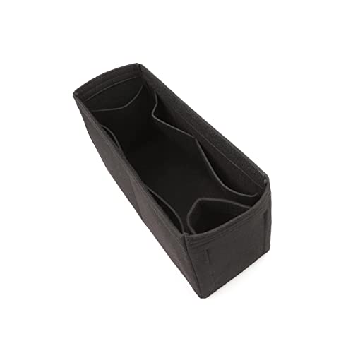 Purse Organizer Insert for Handbags, 3mm Felt Bag Organizer for Tote, Metal Zipper Cover is Removeable Purse Organizer Insert, Handbag Organizer Insert Best Fit Dior Book Tote Bag (Black, MEDIUM)