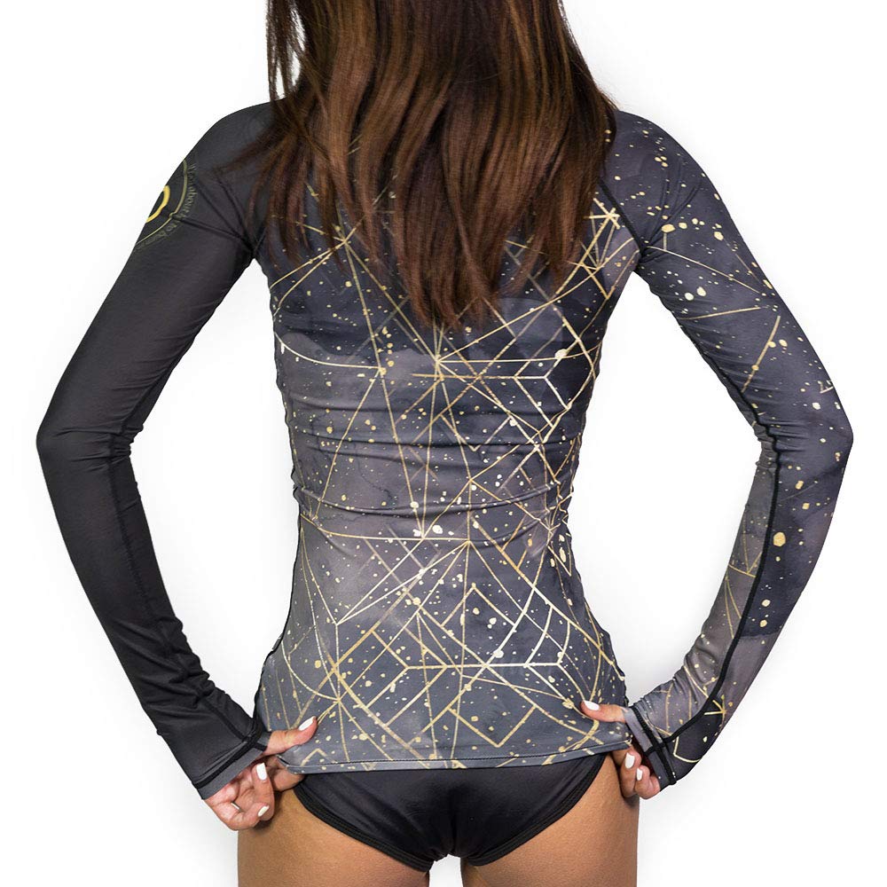 NU-JUNE Rash Guard Women Long Sleeve Swimsuit Zip Front SPF Swimwear Diving Black