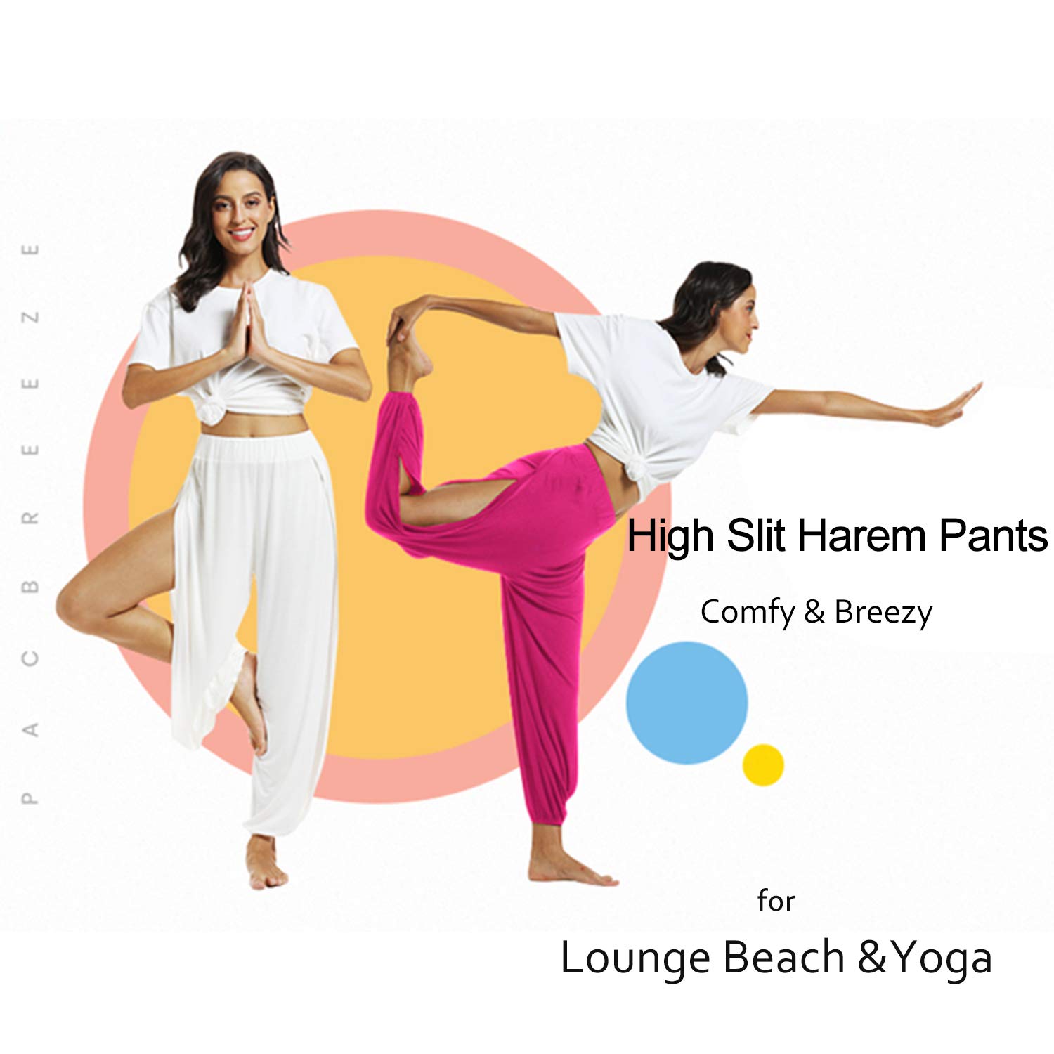 PACBREEZE Women's Yoga Harem Pants Side Slit Joggers Active Workout Sweatpants Beach Cover-up Pants(Black, Small)
