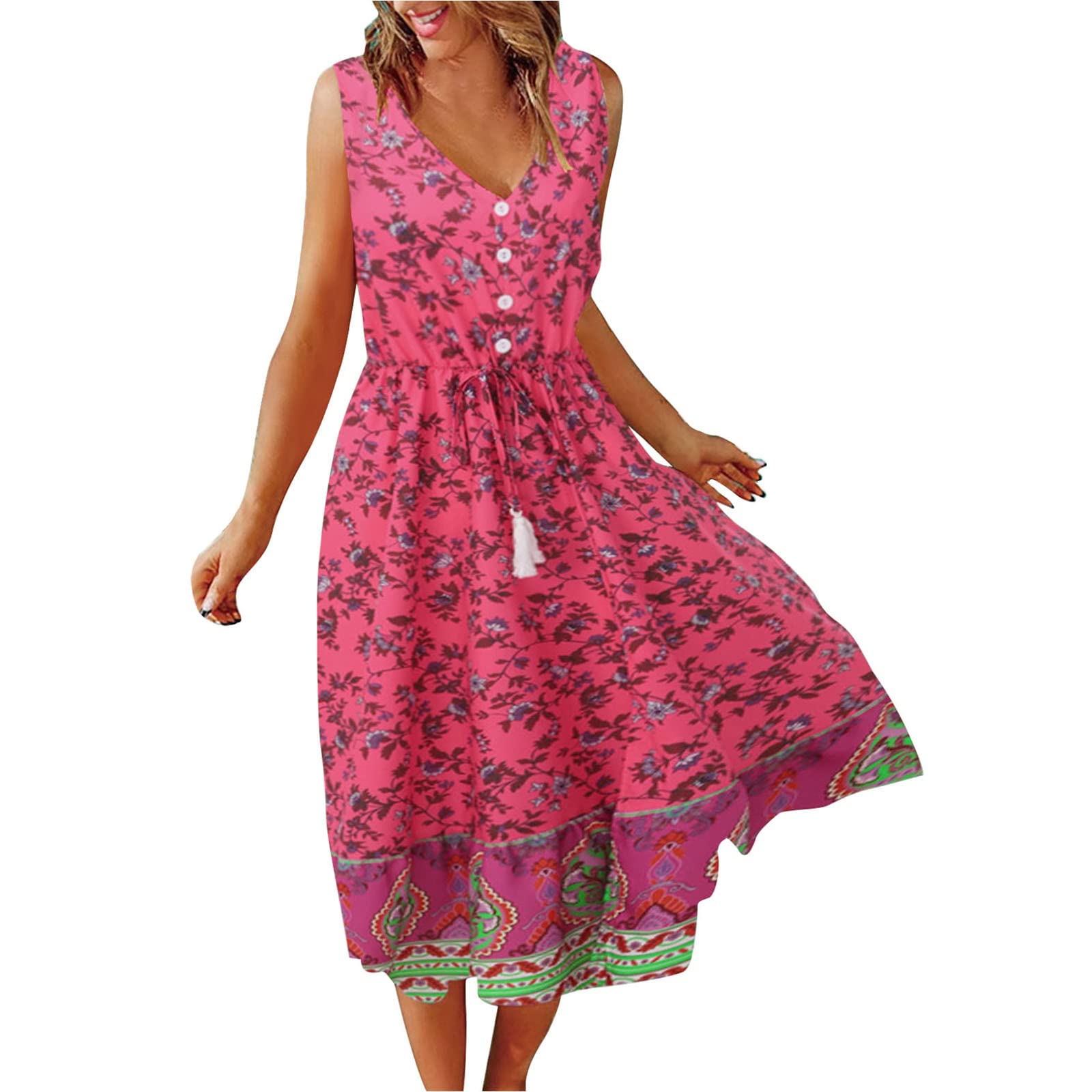 Women Midi Skirt Black Tulle Women's Floral V Neck Strap Button Down Sundress Swing Ruffle Summer Mini Short Dress