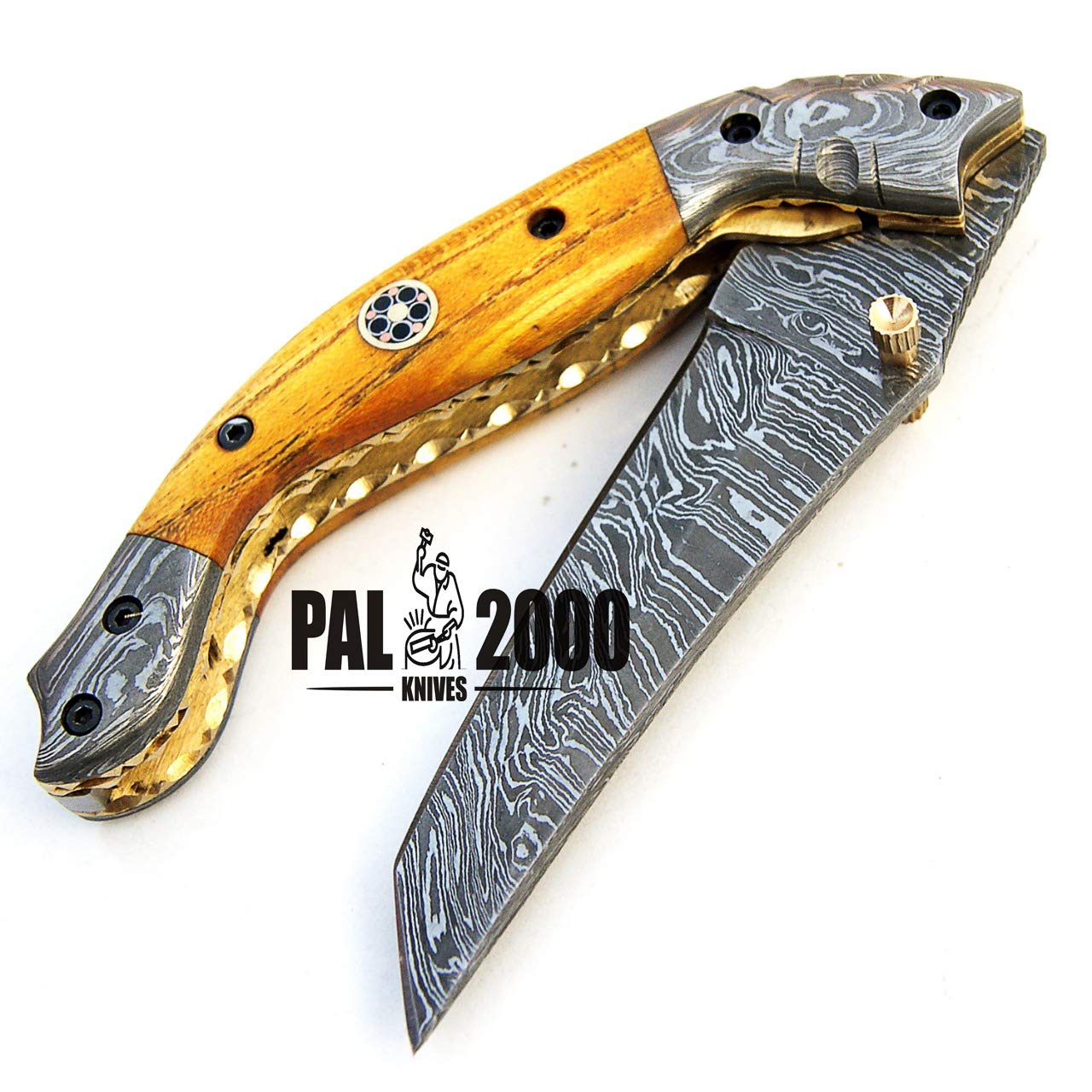 PAL 2000 KNIVES Damascus Folding Knife Handmade Damascus Steel Hunting Knife Damascus Pocket Knife 9374
