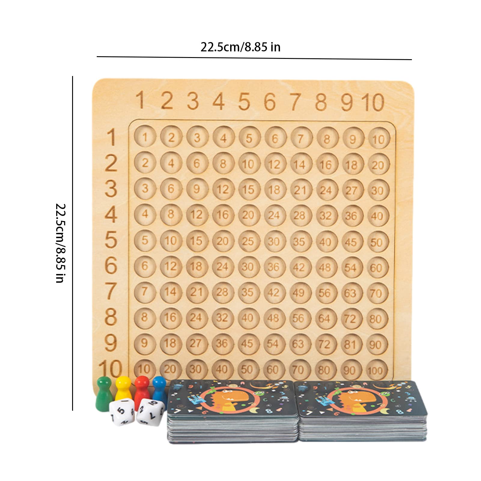 Wooden Math Multiplication Board Children Counting Toy Educational Multiplication Board Game Wooden Math Blocks Board for Toddlers Kids Over 3 Years Old