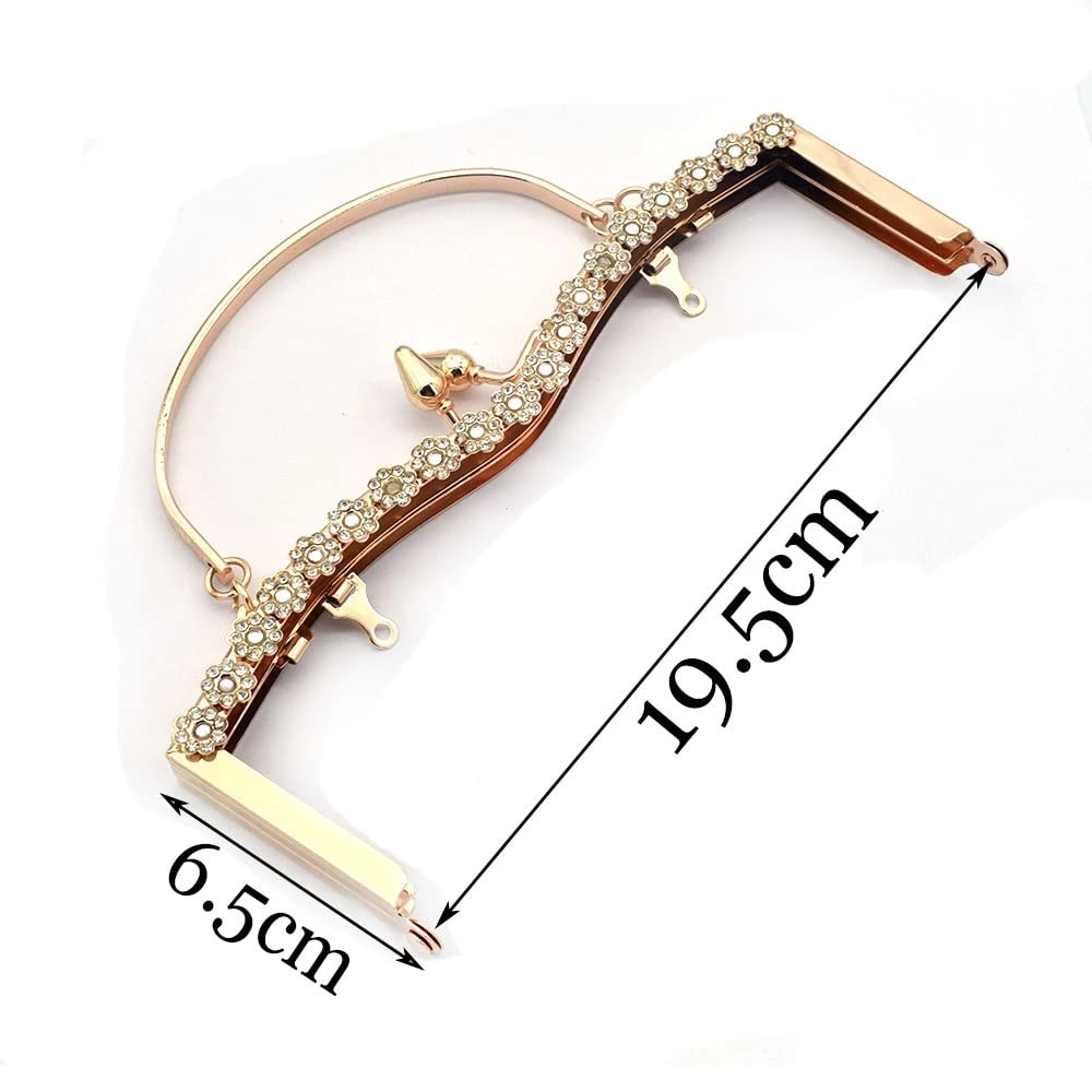 ZLXDP Metal Lock Frame with Rhinestones Purse Handle Clutch Leather Bag Handle Handbag Accessories