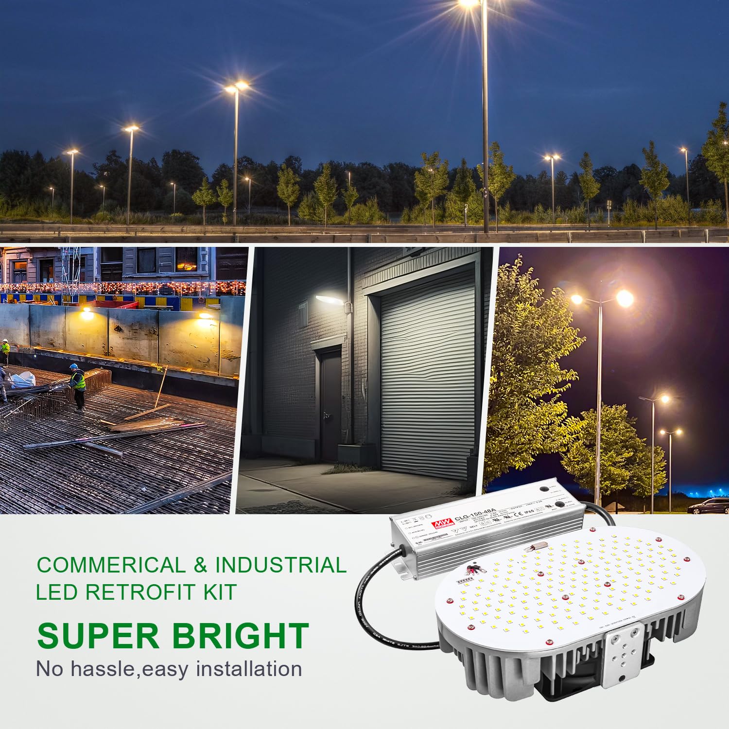 OSTEK 120W LED Shoebox Retrofit Kits, E39 Mogul Base 5000K Shoebox Retrofit Lights Replacement for High Bay, Area Parking Lot, Street, Wall Pack Light.UL & DLC Premium (120)