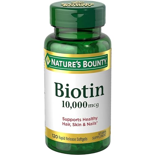 Nature's Bounty Biotin 10000 mcg, Supports Healthy Hair, Skin and Nails- Rapid Release Softgels- 120 Ct.,