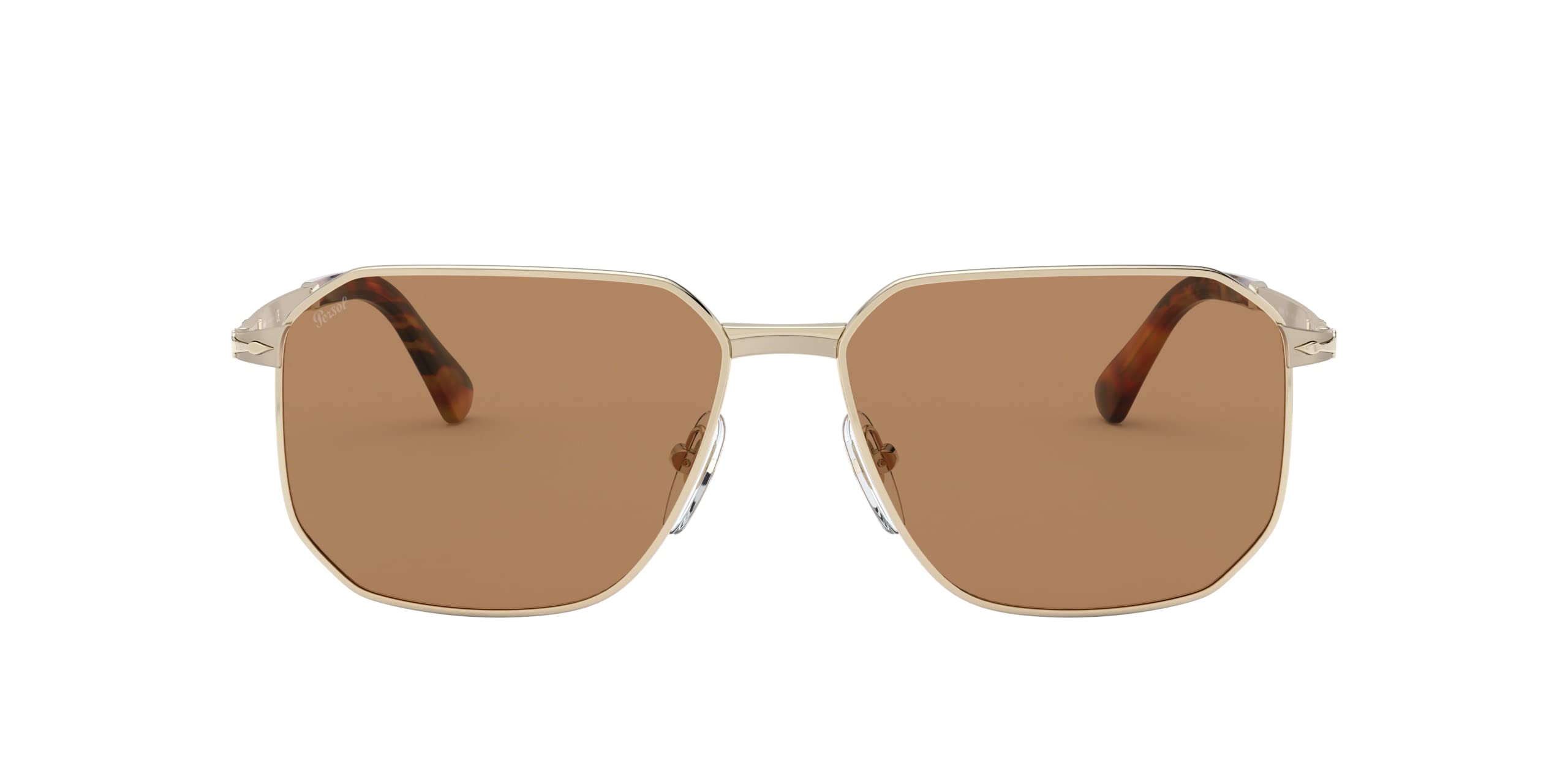 Persol Unisex Sunglasses Gold Frame, Brown Lenses, 58MM