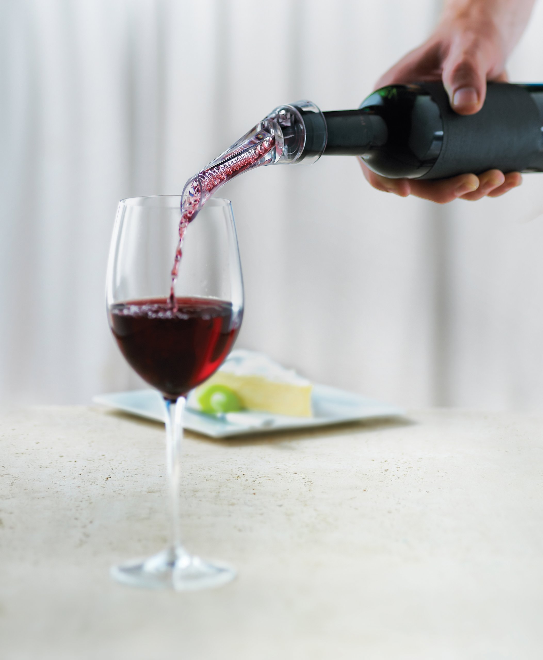 Trudeau Aroma Aerating Pourer with Stand Red Wine Bottle Aerator Spout,