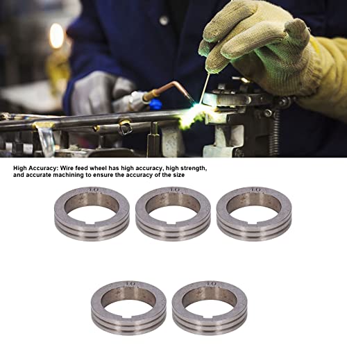 Welder Drives Roll, 5Pcs Stable Feeding High Accuracy Welders Wire Feed Roller 1.0β1.2mm Grooves Bearing Steel Wear Resistant for Welding Components