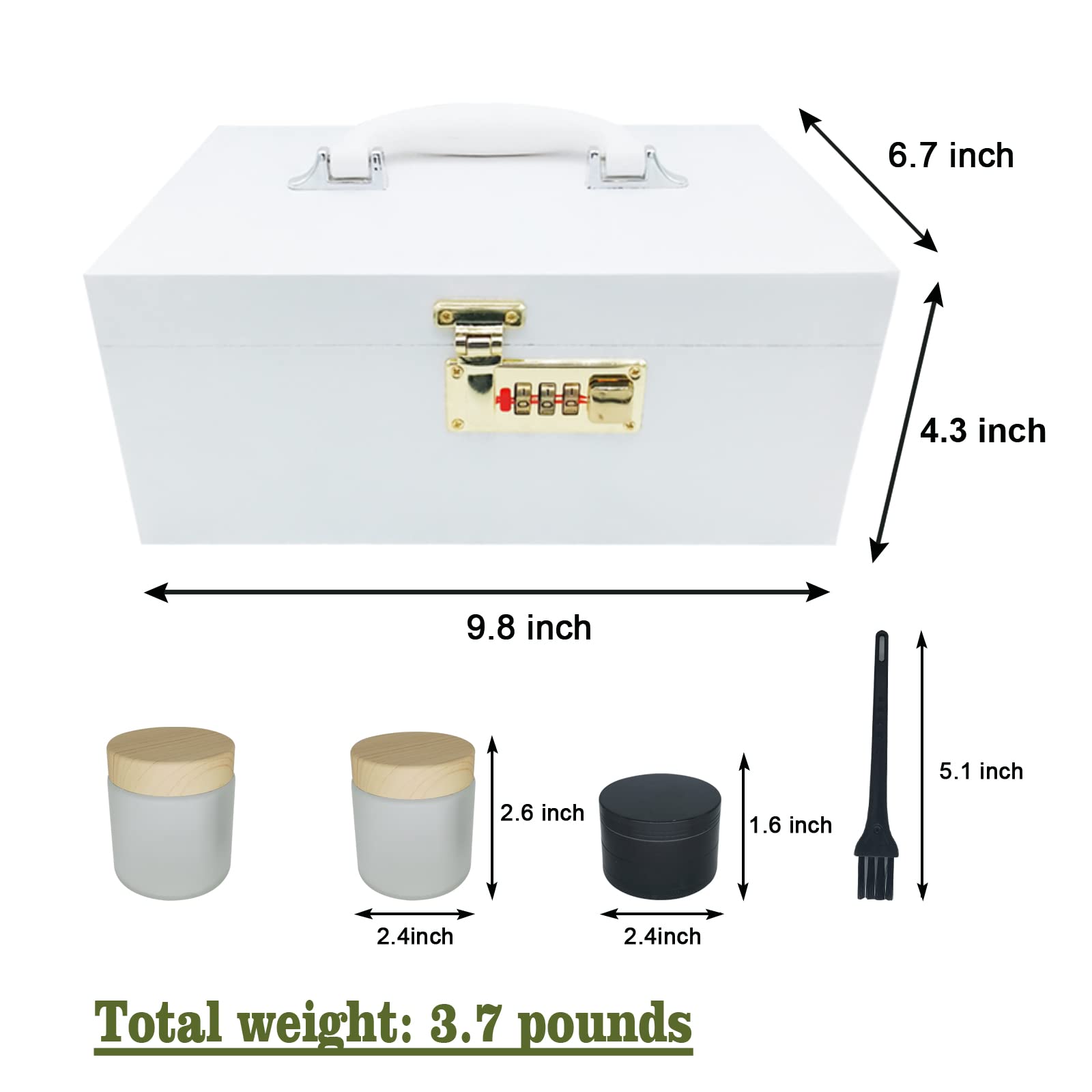 stash box,stash box with lock ,Large bamboo stash box,With glass jar, grinder,removable tray and brush (9.8*6.7*4.3 inches)
