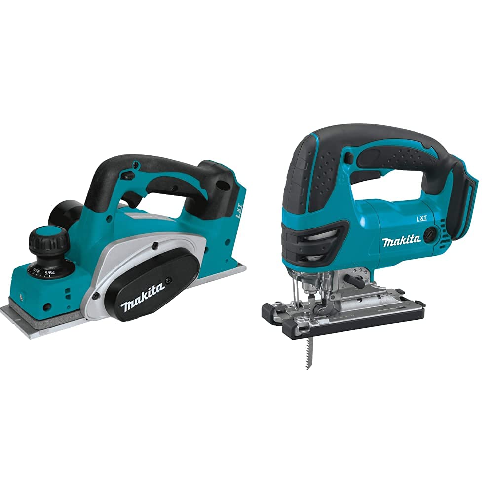 Makita XPK01Z 18V LXT Lithium-Ion Cordless 3-1/4-Inch Planer, Tool Only & XVJ03Z 18V LXT Lithium-Ion Cordless Jig Saw, Tool Only
