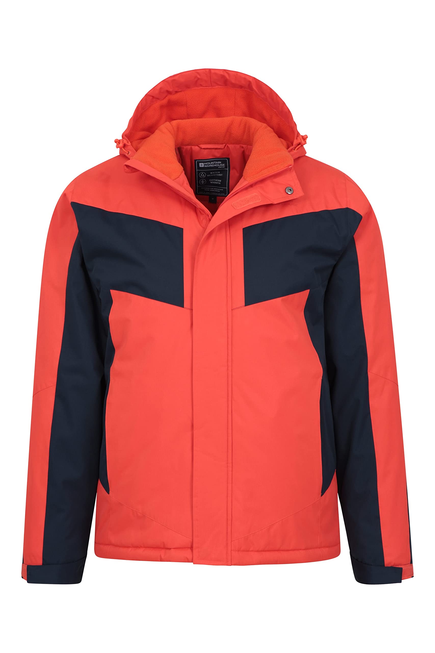 Mountain Warehouse Dusk Mens Ski Jacket - Water Resistant Winter Coat Bright Orange X-Large