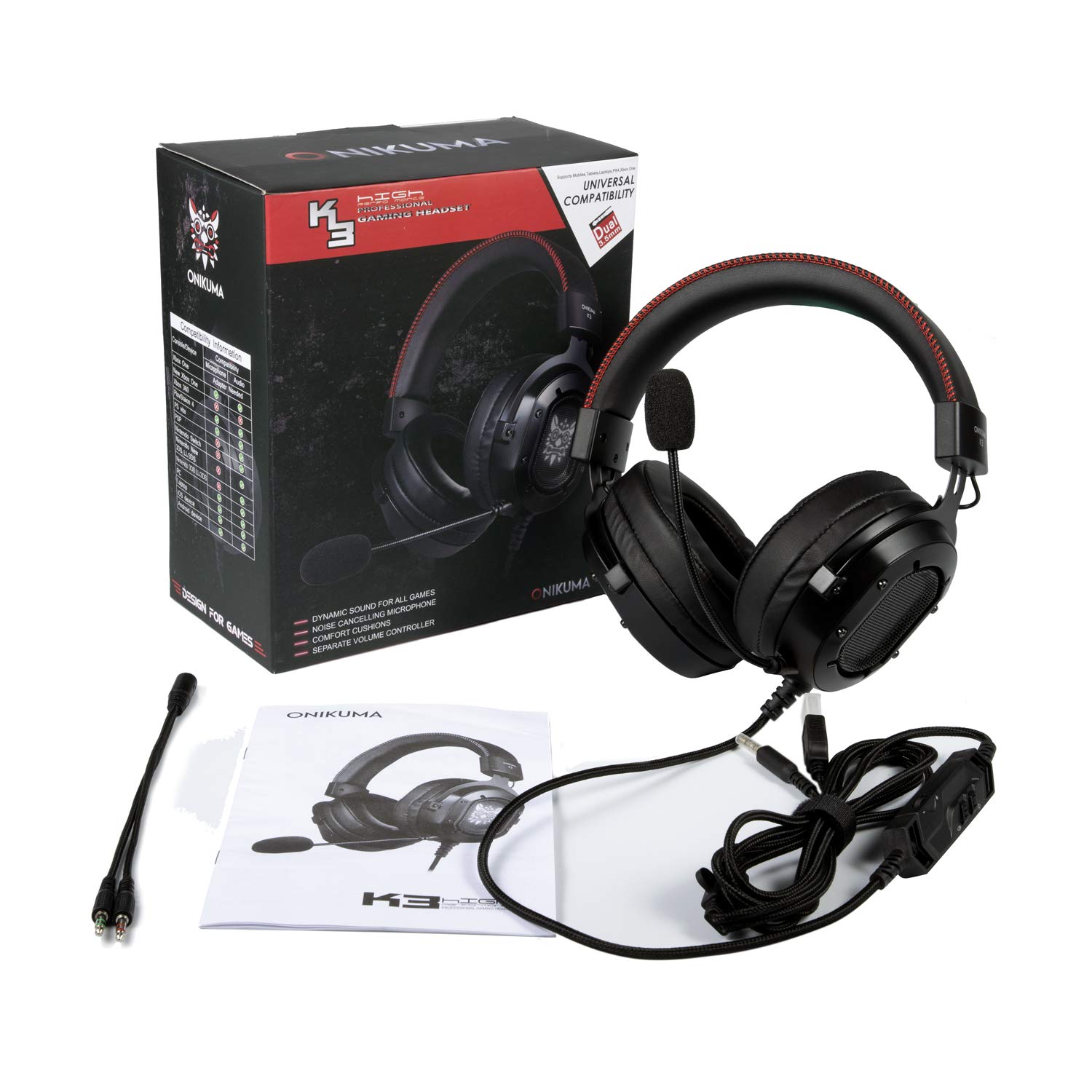 MMUSC Gaming Headset, Stereo Headphones for Laptop, Tablet, PS4, PC, Xbox One Controller, Noise Cancelling Over Ear Headset with Mic, LED Light, Bass Surround