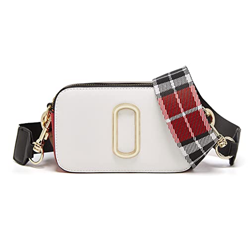 velocitybyte Crossbody Bags for Women,Small Crossbody purses Bag, Trendy Wide Strap Handbags, Leather Shoulder Bag With double layer zip (White)