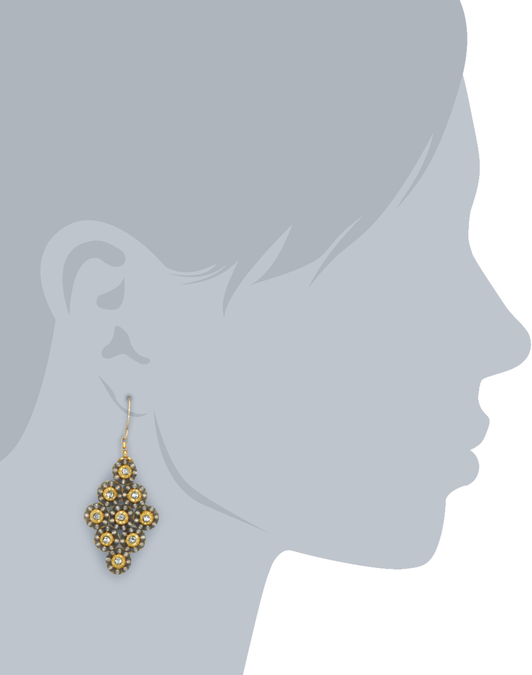 Miguel Ases Soft Pewter Small Diamond Shaped Earrings