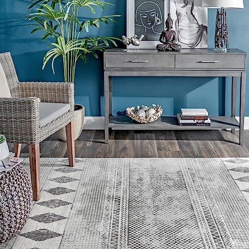nuLOOM Tinsley Faded Geometric Banded Area Rug, 9x12, Grey