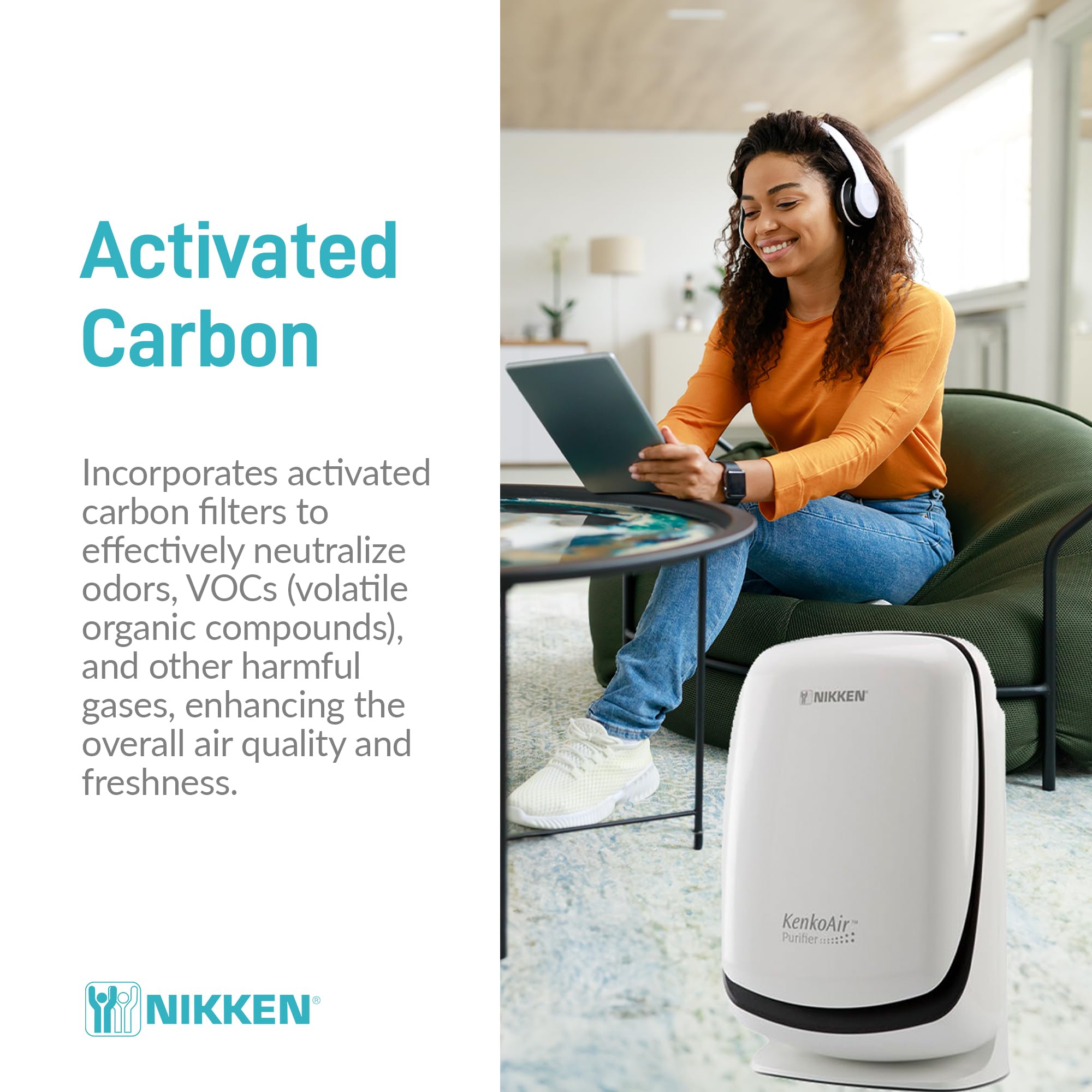 Nikken KenkoAir PurifierĀ® HEPA Filter Pack 1445 Replacement for KenkoAirĀ® Filter Purifier System 1441 - Activated Carbon Air HEPA Vacuum Cleaner Filters Air Purifier for Bedroom, Homes, and Offices