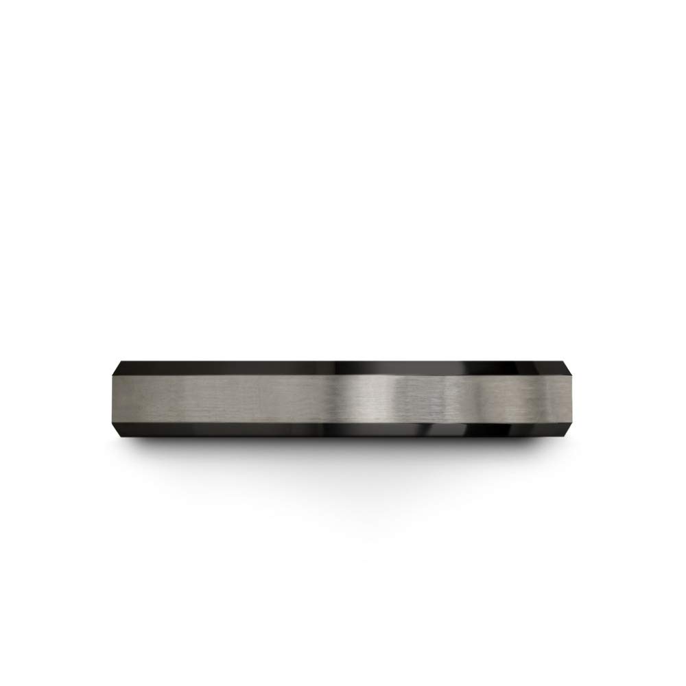 P. Manoukian Tungsten Carbide Wedding Band Ring 4mm for Men Women Teal Interior with Black Grey Exterior Bevel Edge Brushed Polished Comfort Fit Anniversary Size 13