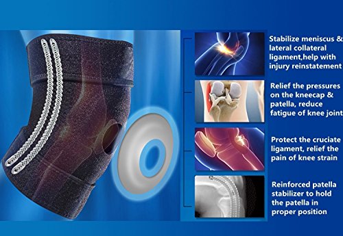 TOPINCN Knee Support Brace, Size Adjustable Knee Brace Moisture-wicking Neoprene Minor Knee Injury Protect Portable for After Surgery for Knee Strain