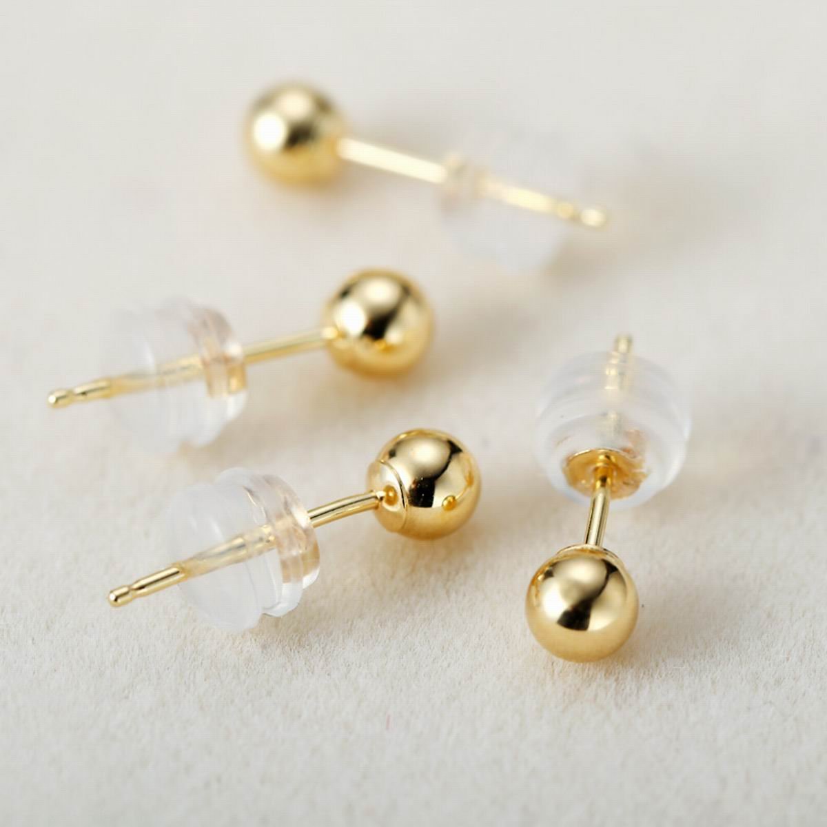 Paialco Solid 18K Yellow Gold Tiny Ball Piercing Earring Studs 3MM