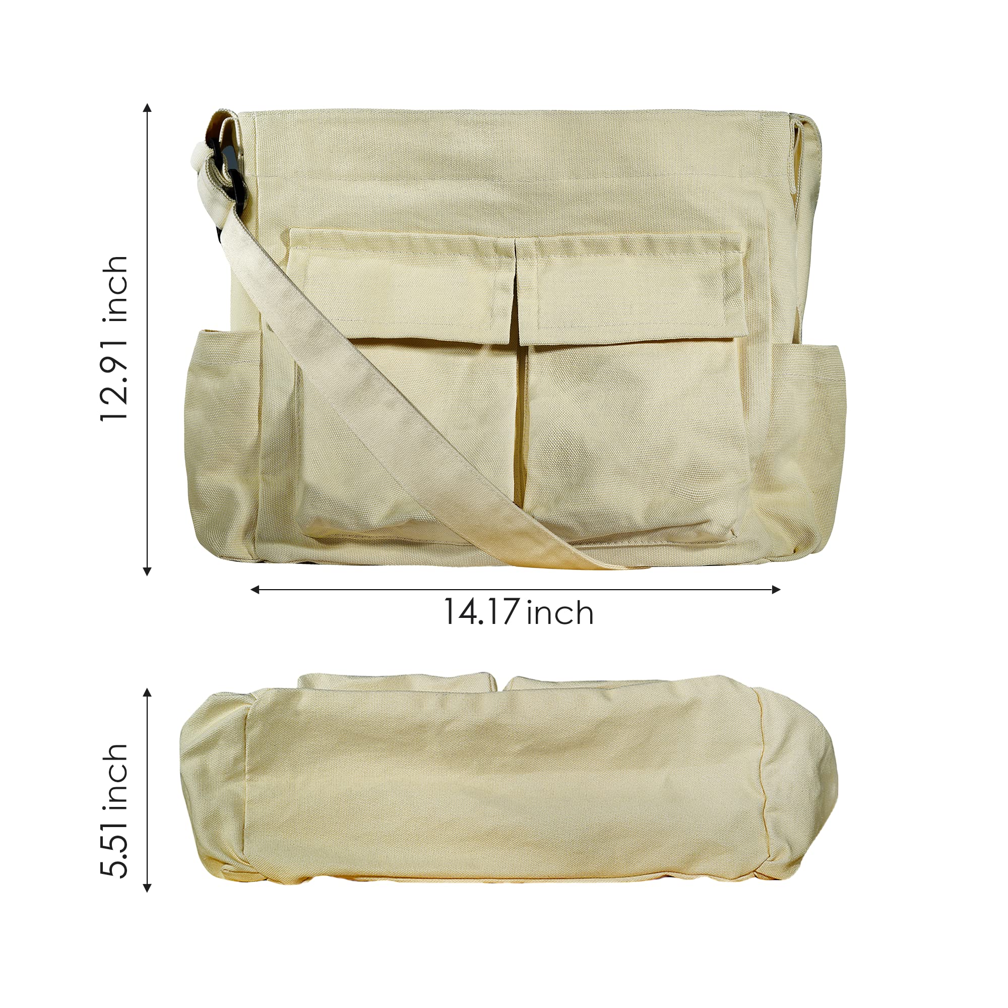 Messenger Bag for Women Men Canvas Crossbody Bag Women's Shoulder Handbags with Multiple Pockets Large Capacity Hobo Bag