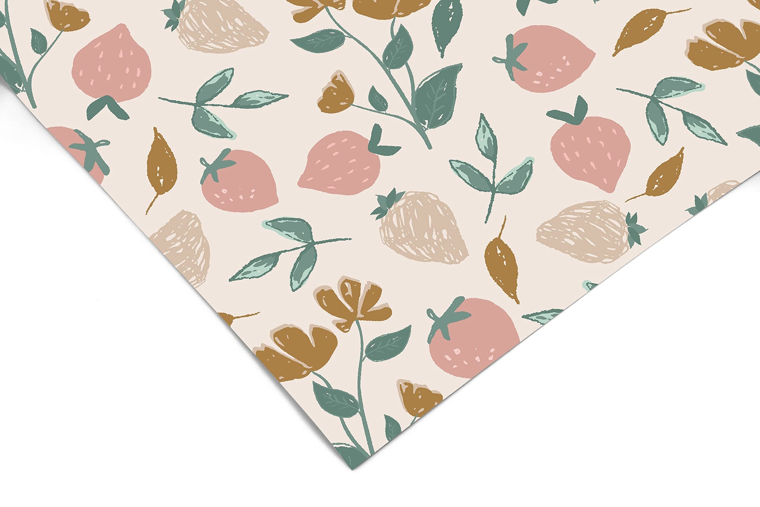 Strawberries Floral Contact Paper | Shelf Liner | Drawer Liner | Peel and Stick Paper 651 12in x 48in (4ft)