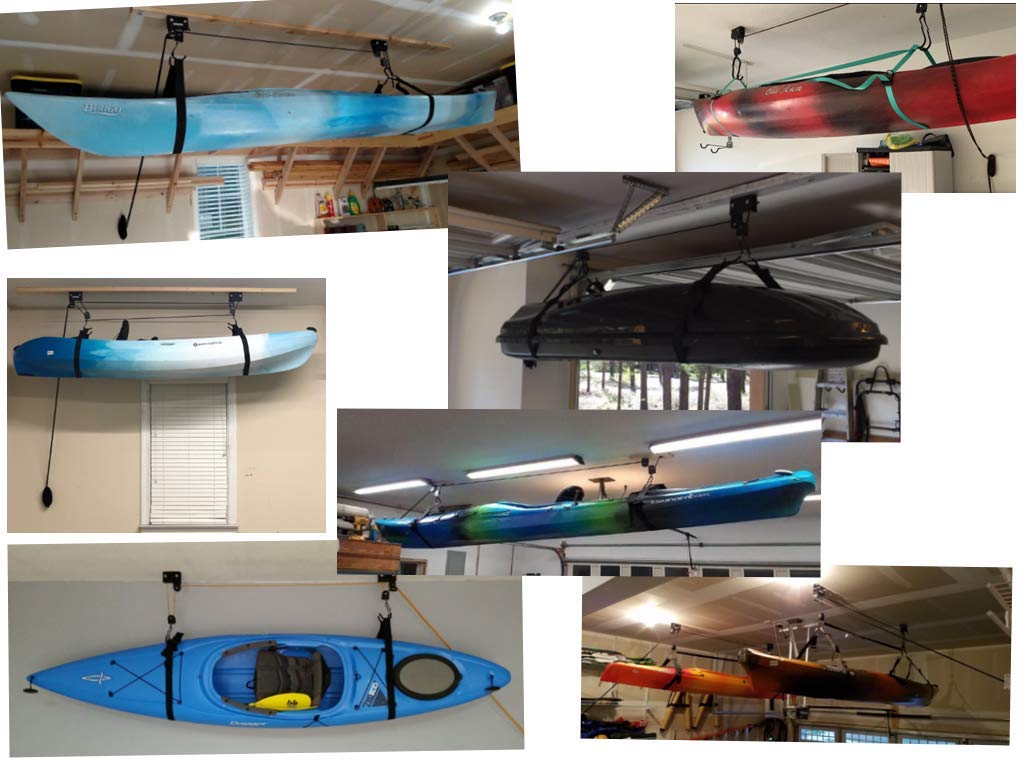 Mrhardware Kayak Hoist Quality Garage Storage Canoe Lift with 100 lb Capacity Even Works as Ladder Lift and Bike Premium Quality (Black)