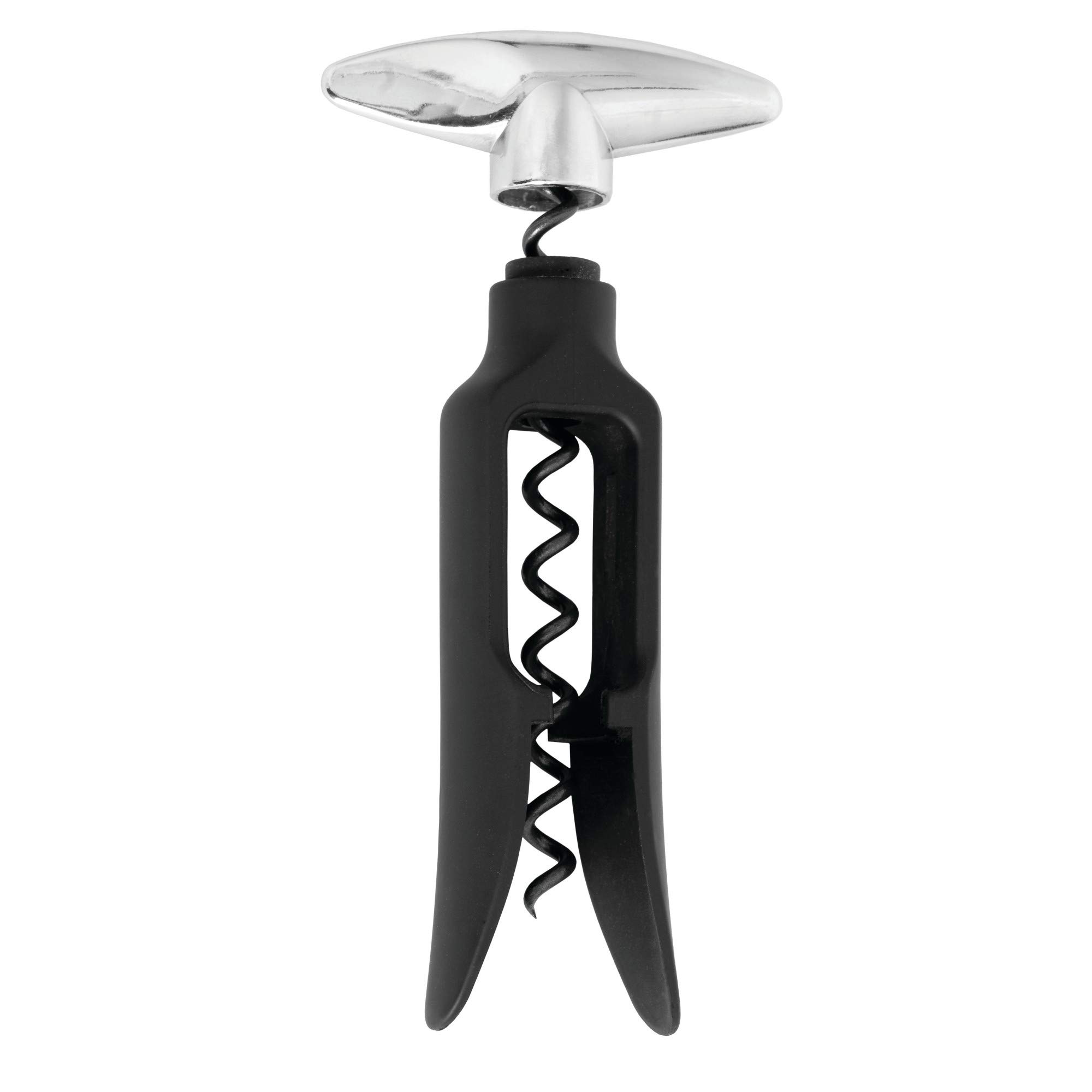 True Twister Self Pulling Compact Corkscrew Wine Bottle Opener - Ergonomic Easy-turn Key Bar Accessory, 6 Inches, Black