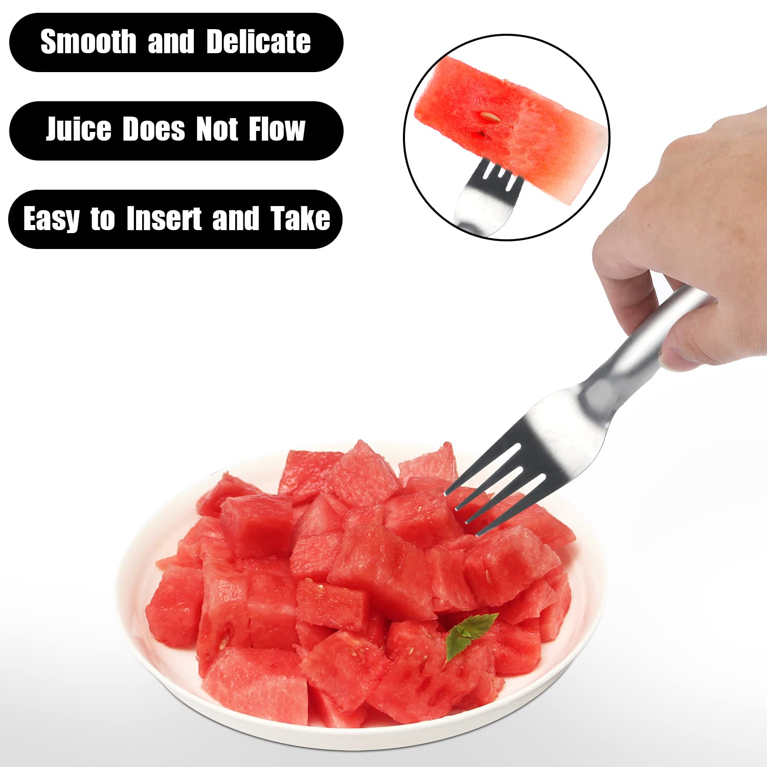 Watermelon Slicer Fork, Stainless Steel Watermelon Slicer Cutter Summer 2-in-1 Watermelon Fork Slicer Fruit Cutting Fork Tool