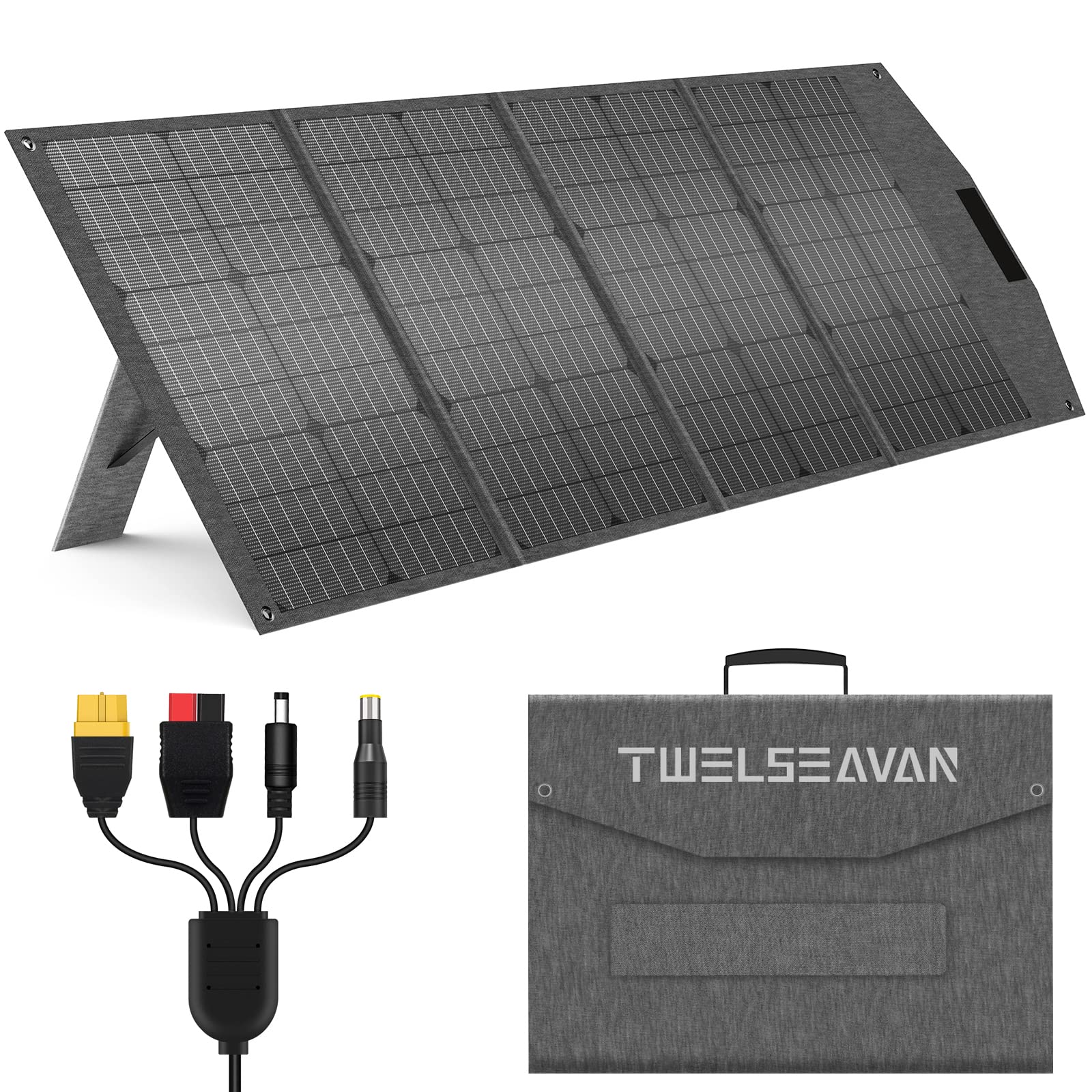 TWELSEAVAN Portable Solar Panel for Power Station, 120W Foldable Solar Charger with QC3.0/PD60W/DC 4 Outputs for Phone Tablet, Camping Outdoors RV
