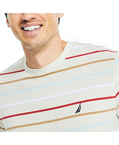Nautica Men's Sustainably Crafted Striped T-Shirt, Oatmeal Heather, X-Large