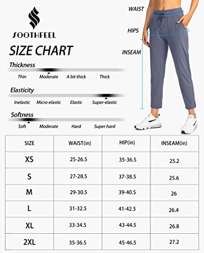 Soothfeel Women's Pants with 4 Pockets 7/8 Stretch High Waisted Sweatpants Travel Athletic Work Golf Pants for Women(Dusty Purple, Medium)