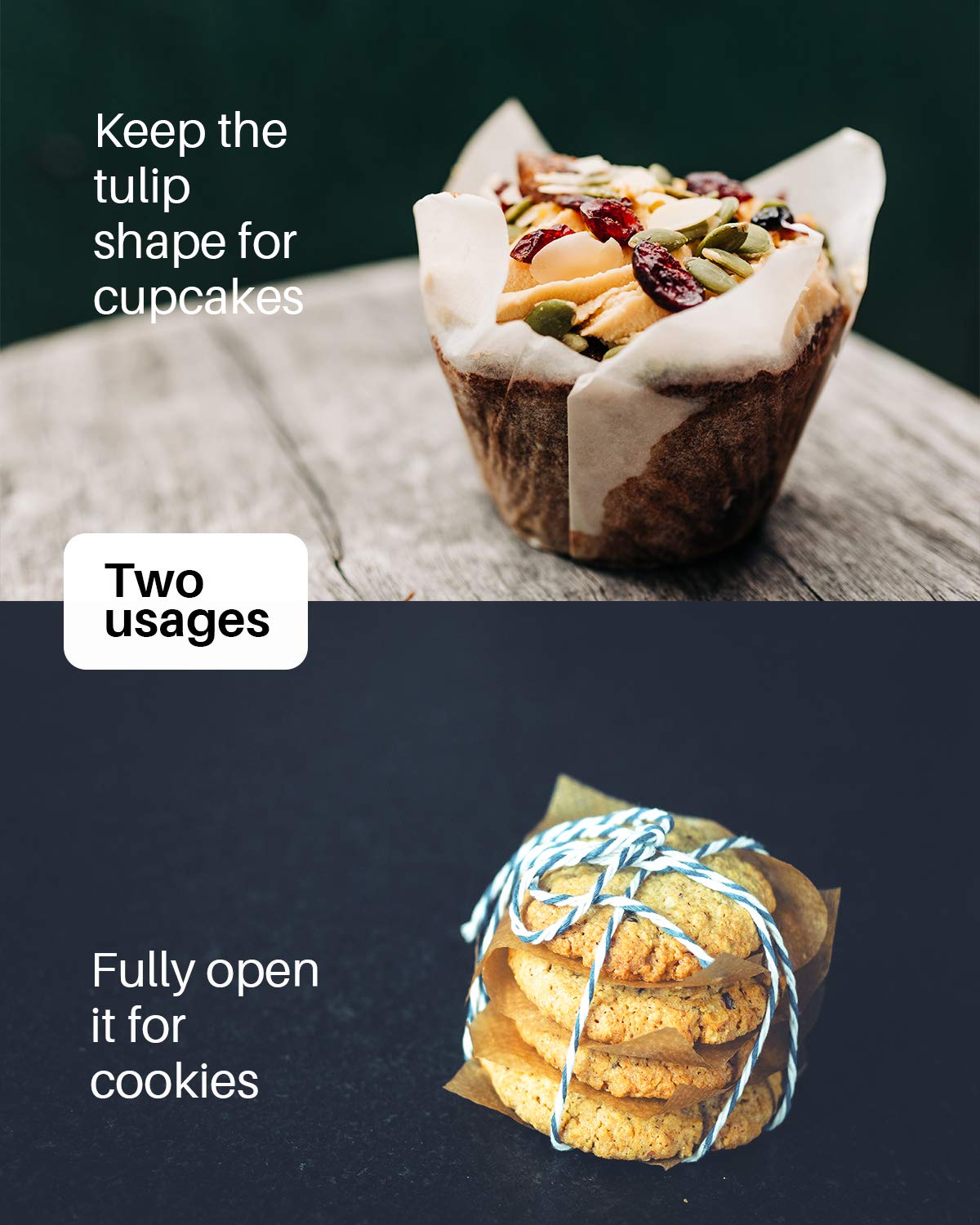 Tulip Muffin Liners, 250 Pcs Cupcake Liners, Grease-Proof Cupcake Wrappers of 3 Colors for Wedding and Birthday by DF DUAlFERV
