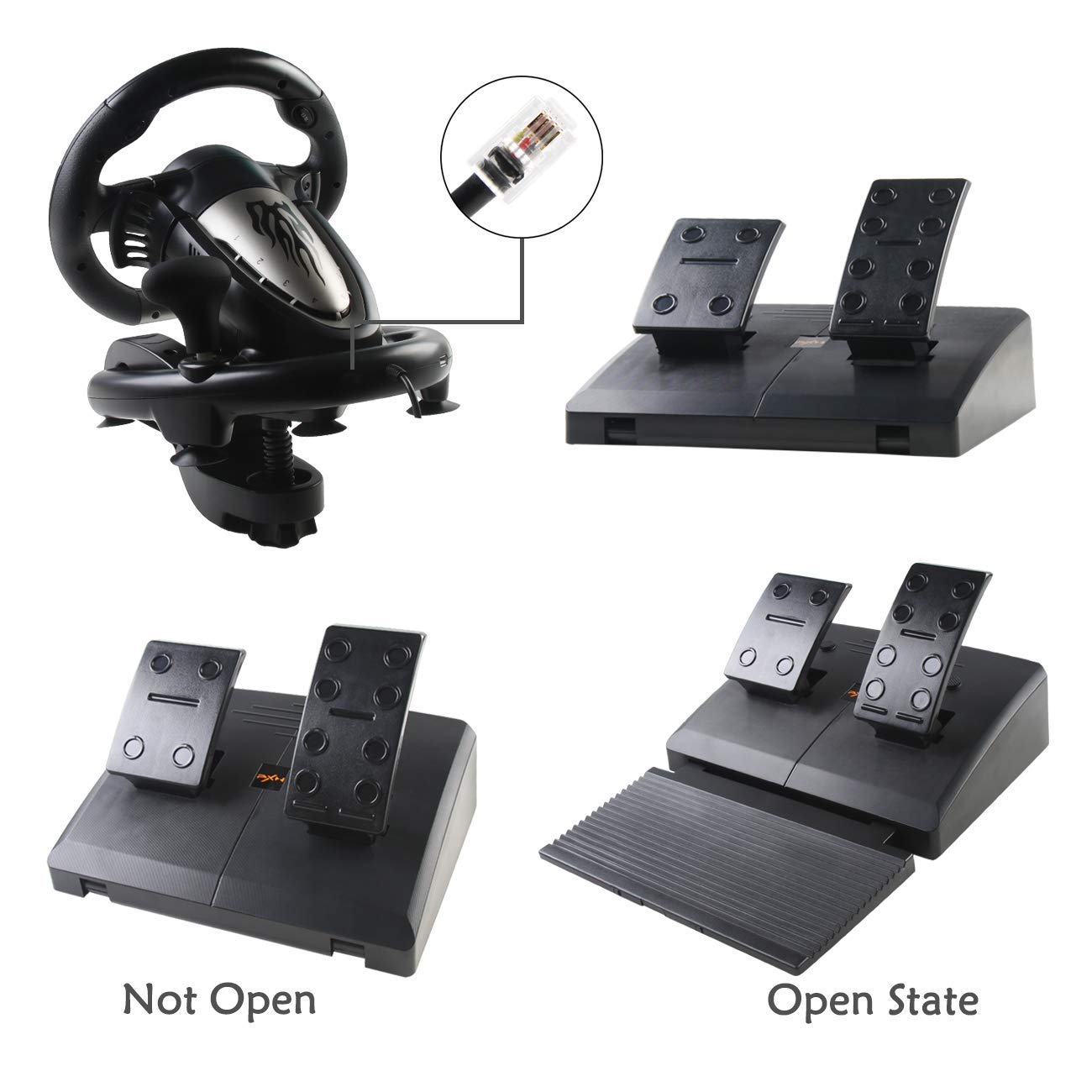 Racing Wheel, PXN-V3II 180° Game Racing Steering Wheel with Pedal and Shift Paddle, Compatible for PC, PS3, PS4, Xbox One, Nintendo Switch.(Black)